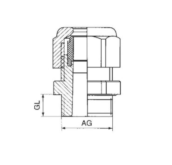 Forskruning, møtrik, M40x1,5, kabeldiameter=22-32mm